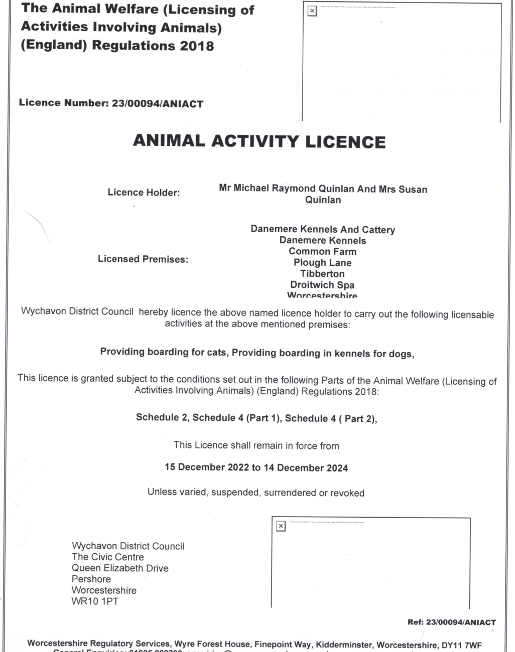 Licence – Danemere Kennels
